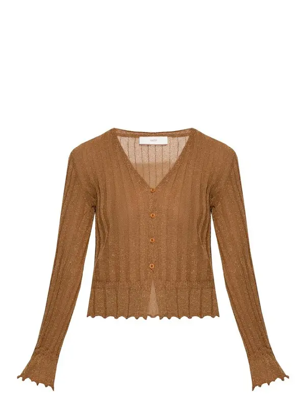 AKEP Lurex Thread Cardigan - Brown