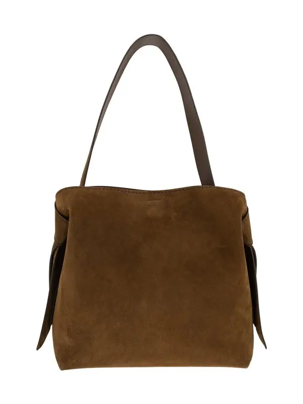 Acne Studios Suede Shoulder Bag With Logo - Brown