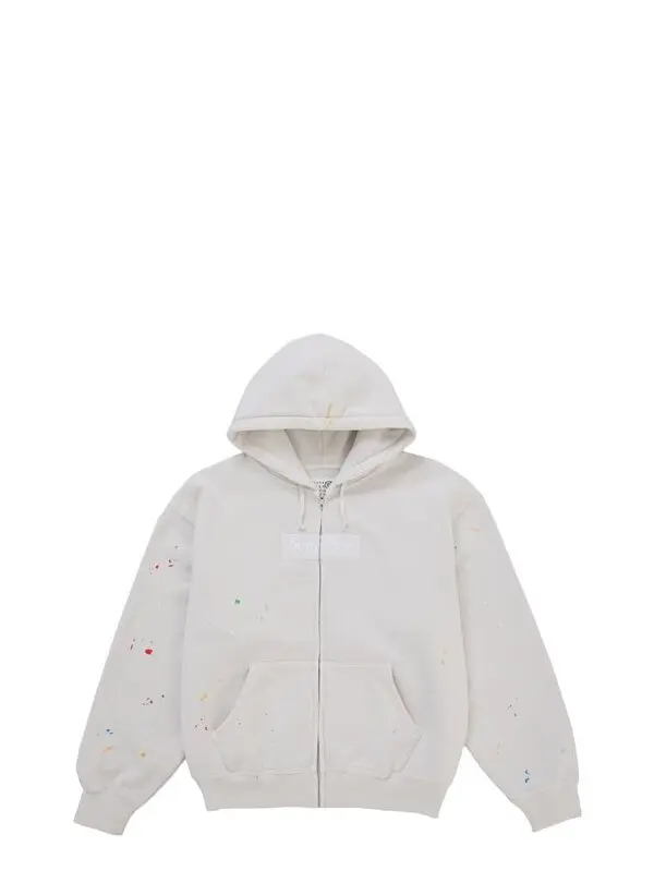 Supreme Mm6 Maison Margiela Box Logo Zip Up Hoodie - White
