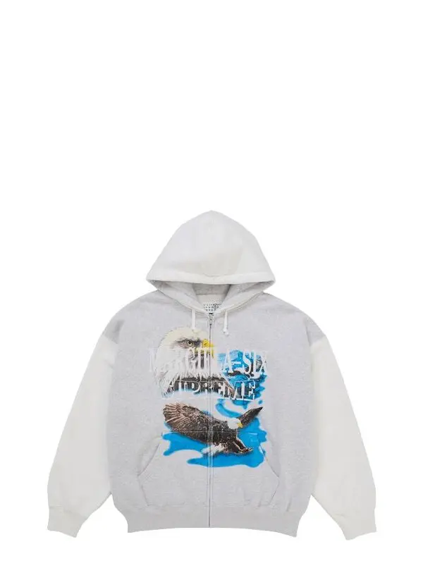 Supreme Mm6 Maison Margiela Eagle Zip Up Hooded Sweatshirt - White