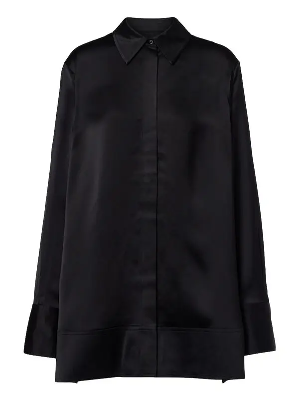 TOTEME Satin Button Down Shirt - Black