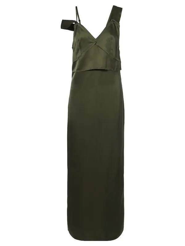 TOTEME Deconstructed Satin Slip Dress - Green
