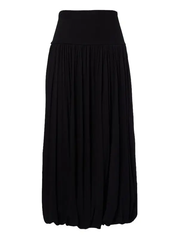 TOTEME Gathered Jersey Midi Skirt - Black