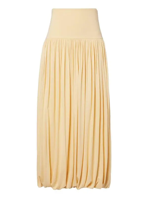 TOTEME Gathered Jersey Midi Skirt - Yellow