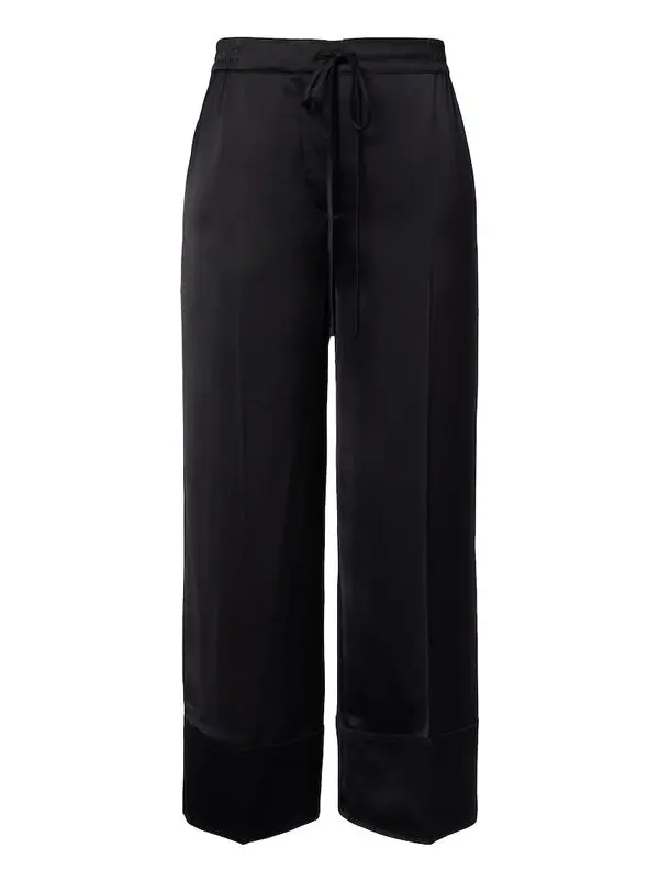 TOTEME Satin Wide-leg Pants - Black