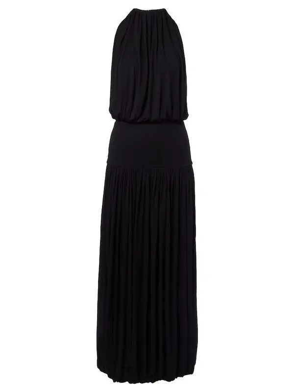 TOTEME Gathered Jersey Midi Dress - Black