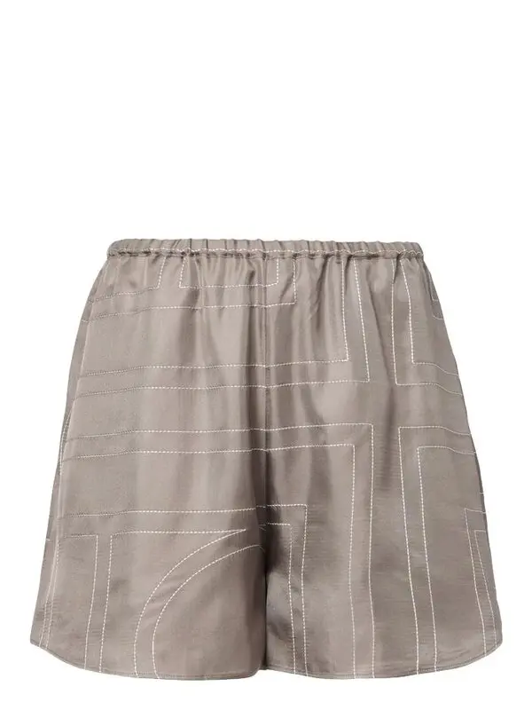 TOTEME Logo Silk Twill Shorts - Grey