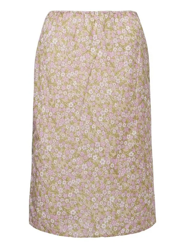 Prada Re-nylon Lace-trimmed Floral Midi Skirt - Multicoloured