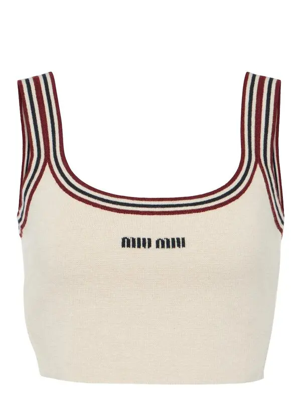 Miu Miu Cashmere Crop Top - Beige