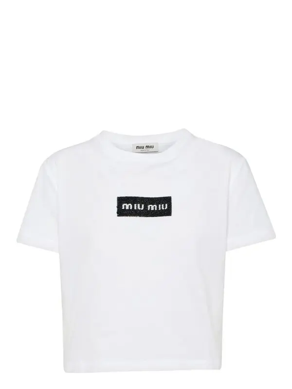 Miu Miu Logo Cotton T-shirt - White