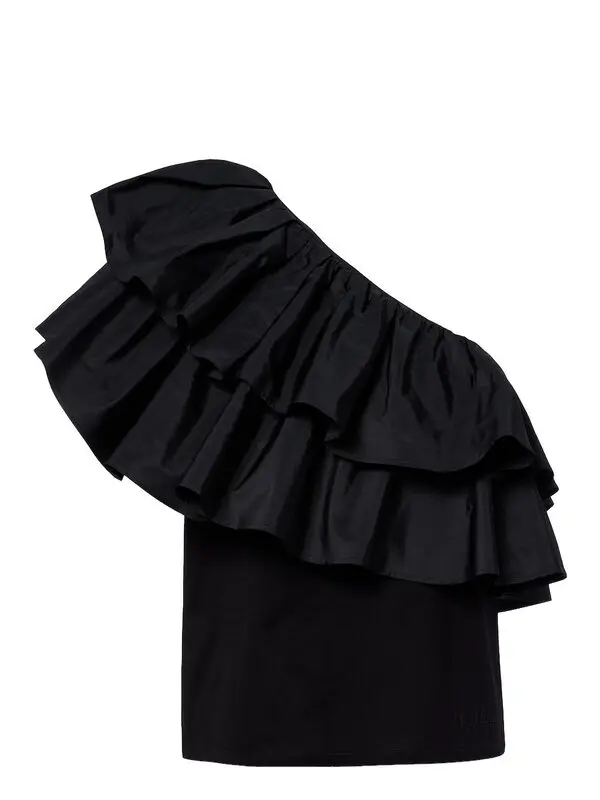 Max Mara Orca Ruffled One-shoulder Top - Black