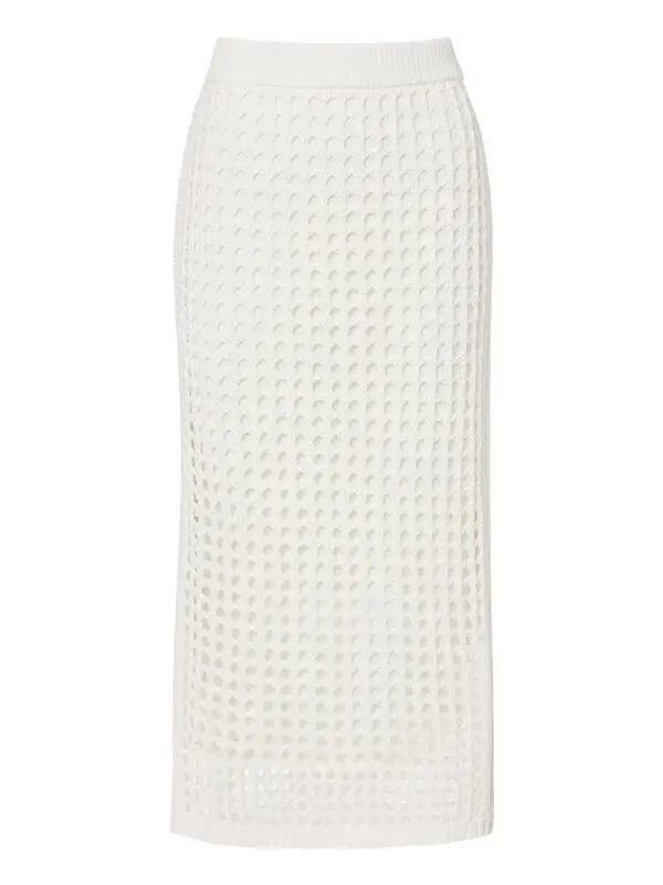 Max Mara Geode Open-knit Cotton Midi Skirt - White