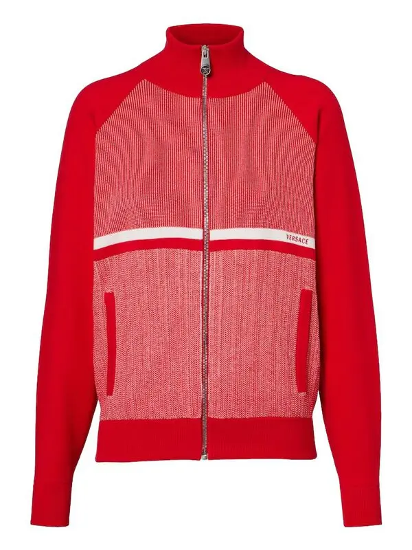 Versace Cotton-blend Jacquard Jacket - Red
