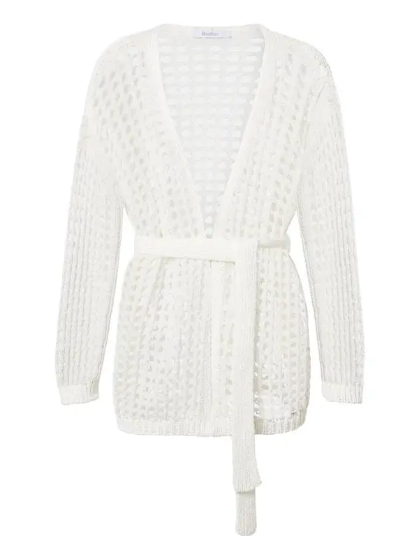 Max Mara Gelo Open-knit Cotton Wrap Cardigan - White