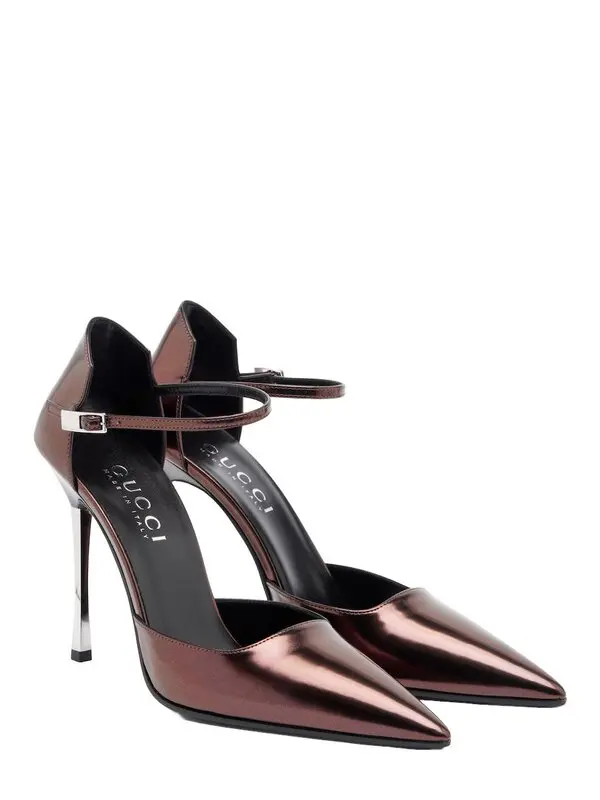 Gucci Bombshell Metallic Leather Pumps - Brown