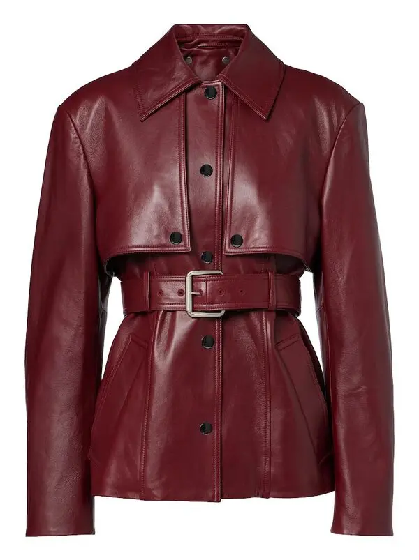 Sportmax Stenzone Convertible Leather Jacket - Burgundy