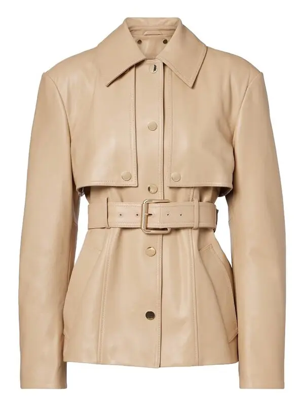 Sportmax Stenzone Convertible Leather Jacket - Beige