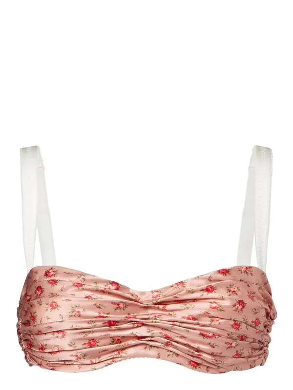 Dolce & Gabbana Floral Draped Silk Satin Bra - Pink