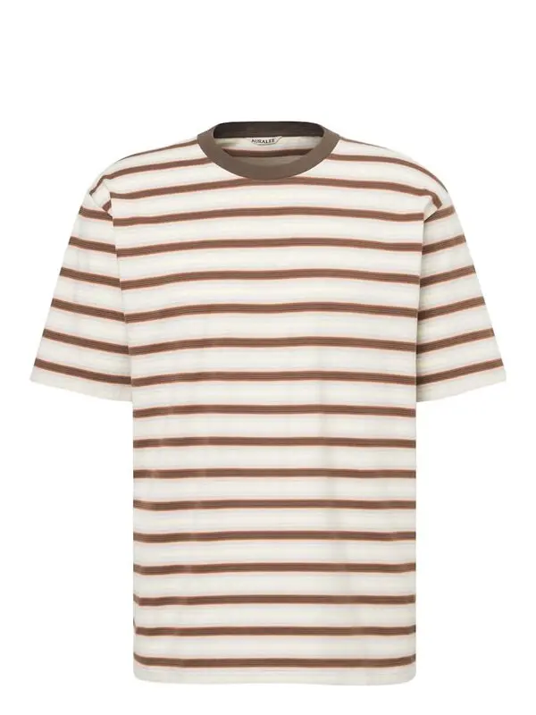 Auralee Striped Cotton Jersey T-shirt - Brown