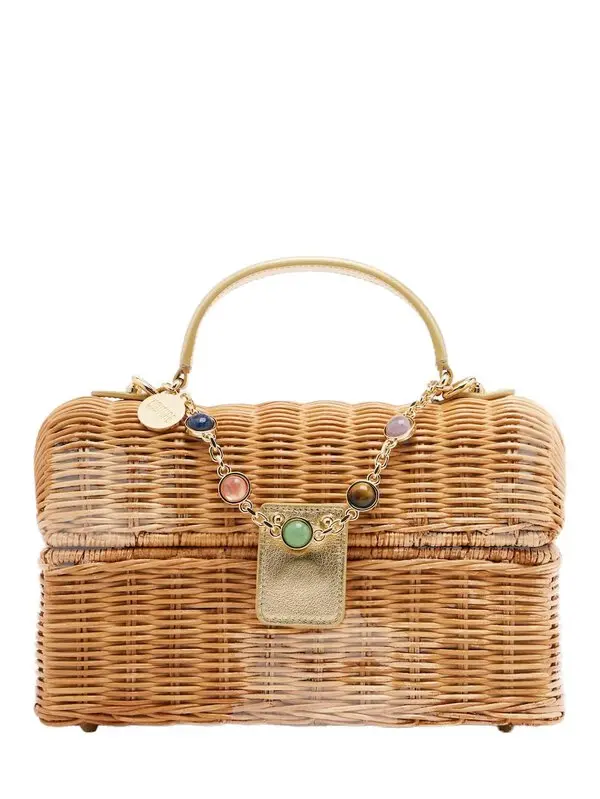 Judith Leiber Isla Embellished Wicker Top-handle Bag - Beige