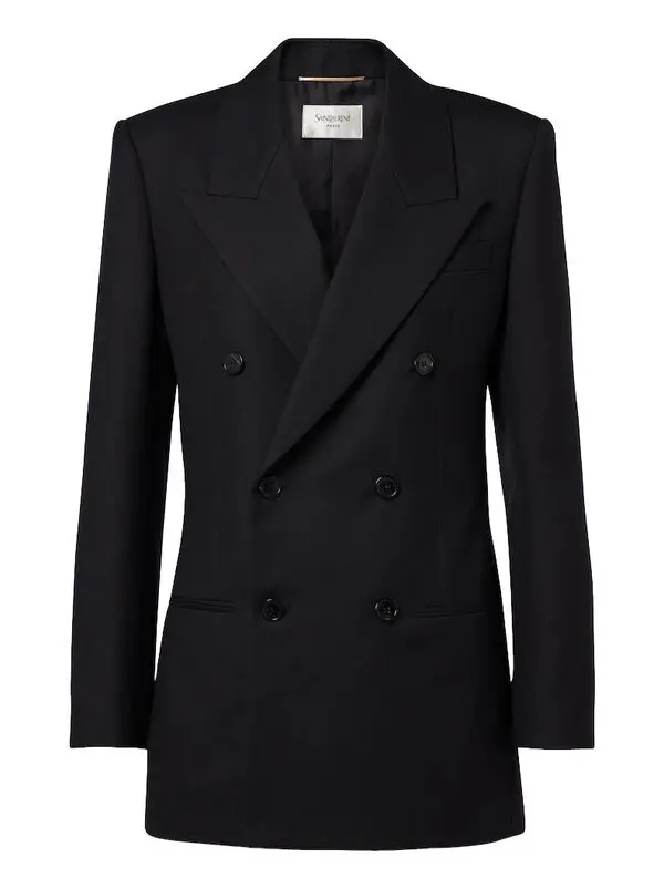 Saint Laurent Double-breasted Wool Blazer - Black