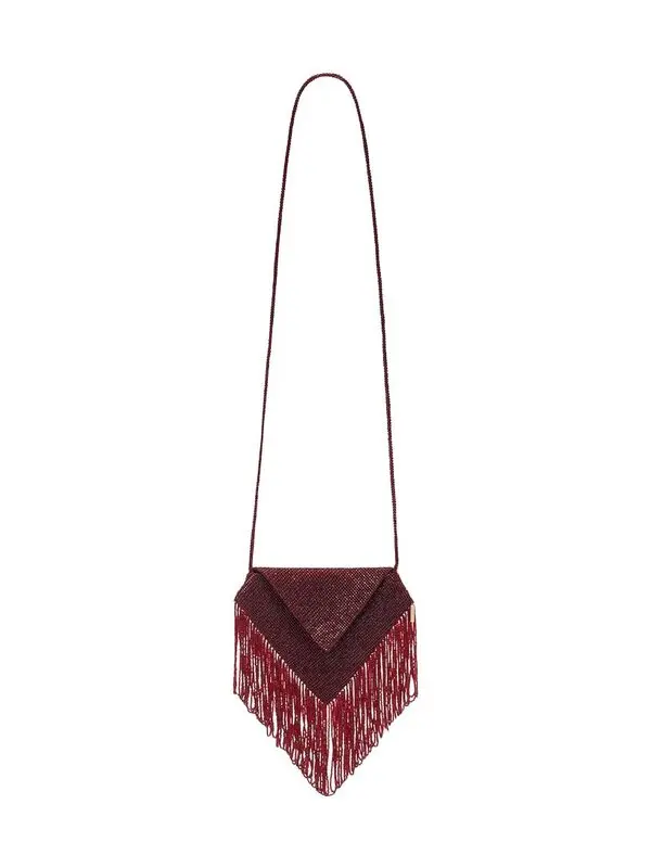 Victoria Beckham Manhattan Beaded Satin Pouch - Burgundy