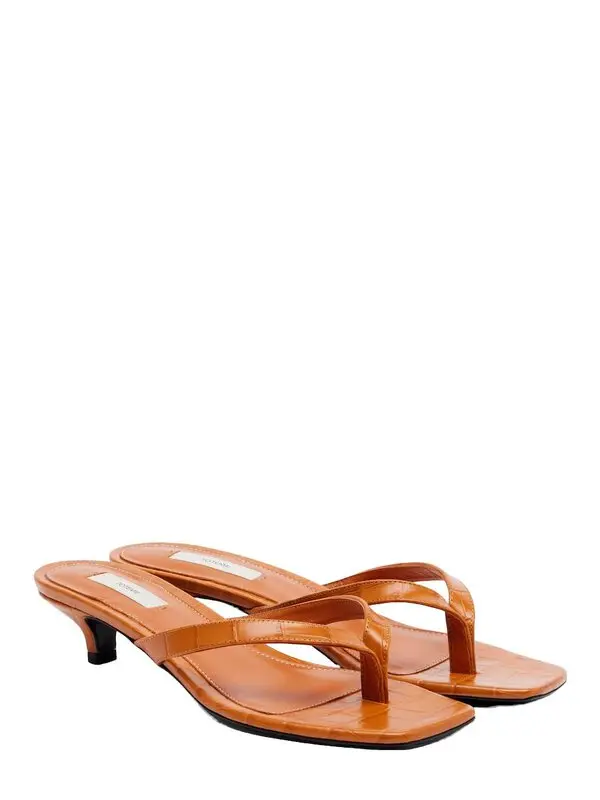 TOTEME Croc-effect Leather Thong Sandals - Orange