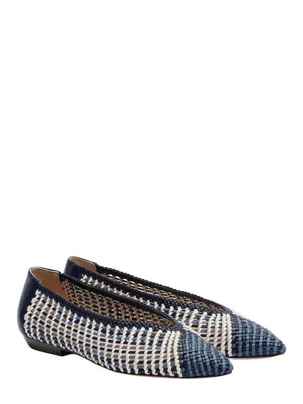 Veronica Beard Bancroft Woven Leather Ballet Flats - Blue