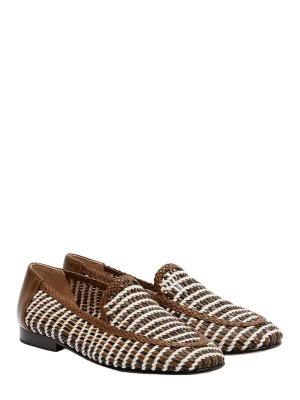 Veronica Beard Prilla Woven Leather Loafers - Brown