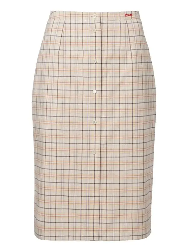 Prada Checked Cotton Poplin Pencil Skirt - Multicoloured