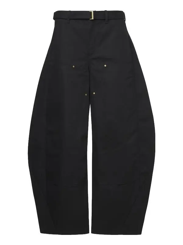 Sacai X Carhartt Wip Cotton Barrel-leg Pants - Black