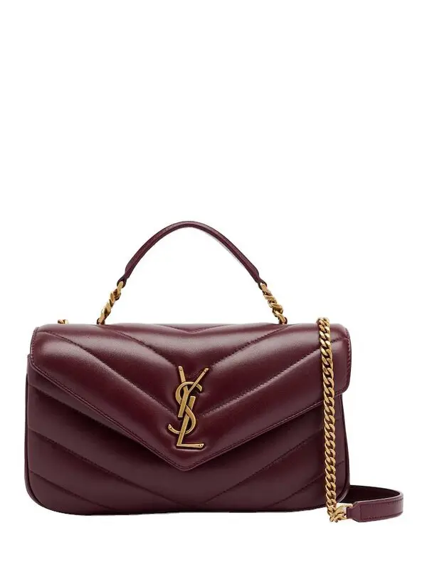 Saint Laurent Loulou Medium Matelassé Leather Top-handle Bag - Burgundy
