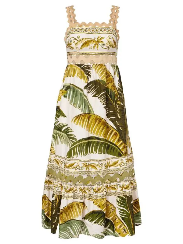 Farm Rio Trancoso Printed Linen-blend Midi Dress - Multicoloured