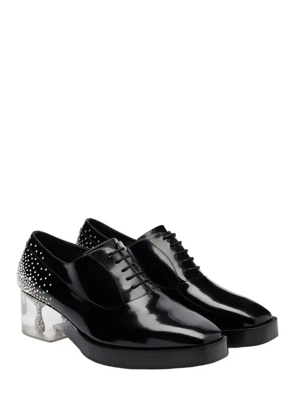 Noir Kei Ninomiya X Jimmy Choo Crystal-embellished Leather Derby Shoes - Black