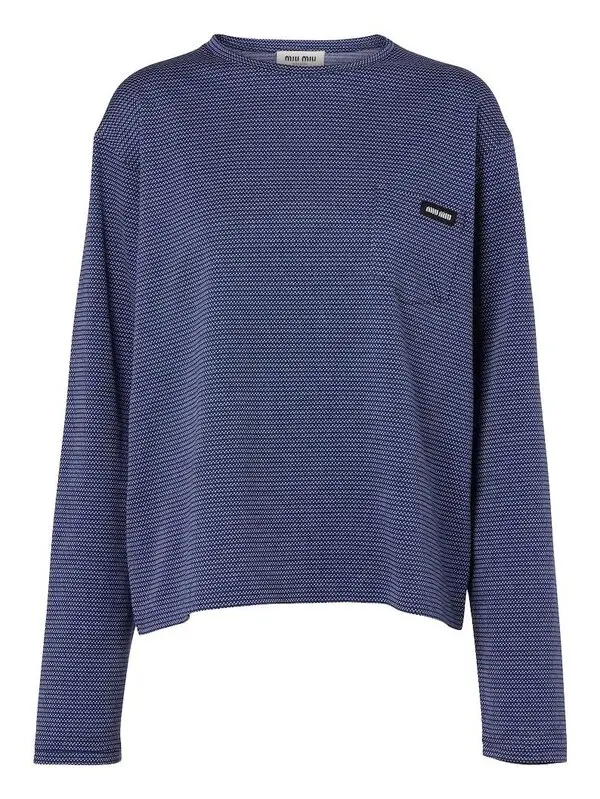 Miu Miu Striped Jacquard Cotton Jersey T-shirt - Blue