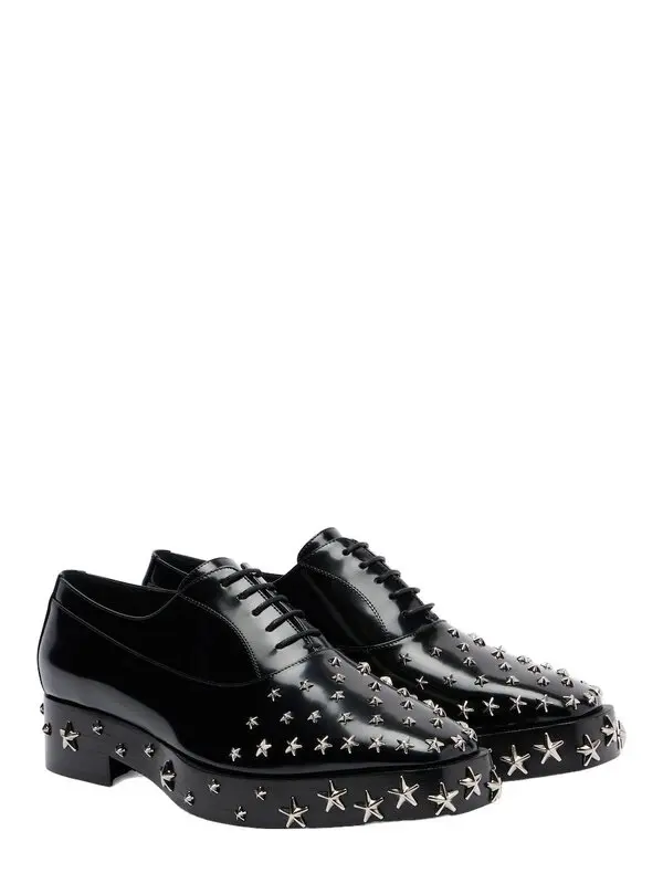 Noir Kei Ninomiya X Jimmy Choo Embellished Leather Oxford Shoes - Black