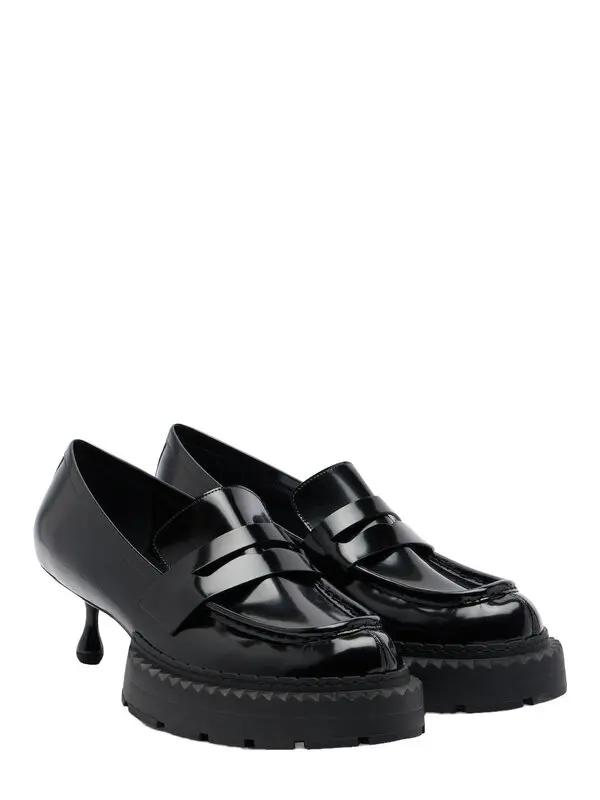 Noir Kei Ninomiya X Jimmy Choo Leather Loafer Pumps - Black