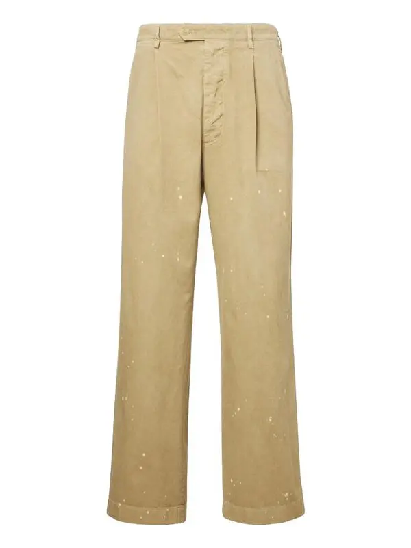 Auralee Distressed Cotton Chinos - Beige