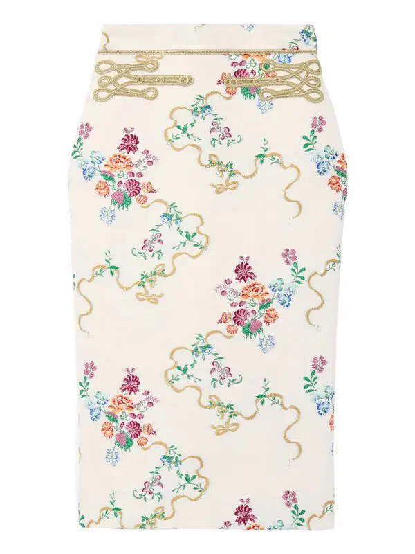 Alexander McQueen Floral Fil Coupé Pencil Skirt - Multicolor