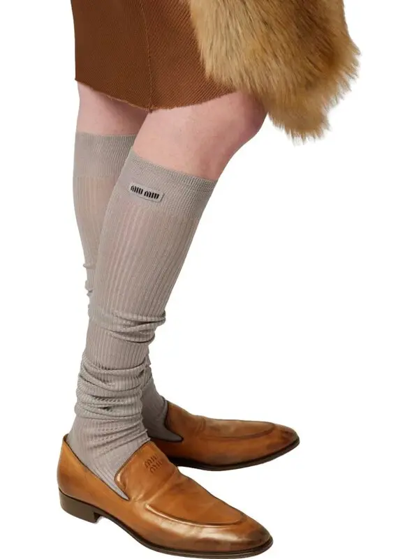 Miu Miu Leather Loafers - Brown