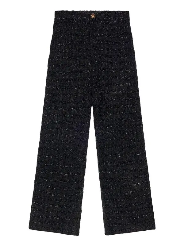 Balenciaga Large Baggy Wool Tweed Knit Trousers - Black