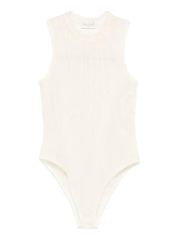 FORTE_FORTE Tulle Bodysuit - Beige