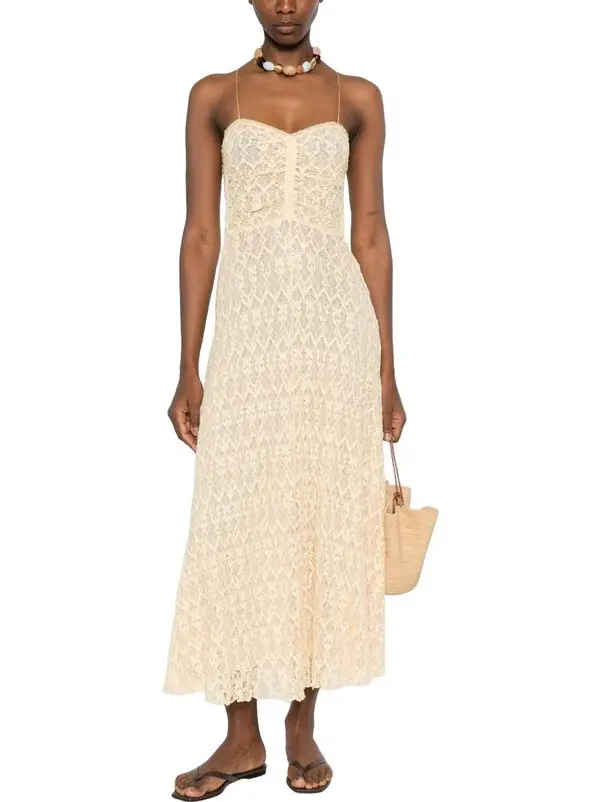 FORTE_FORTE Lace Bustier Maxi Dress - Beige