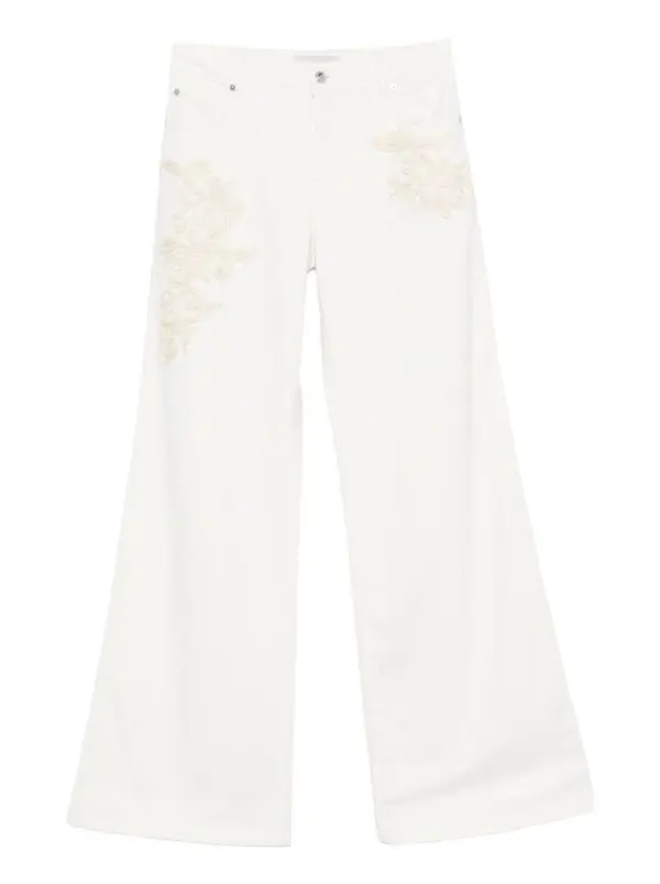 Ermanno Scervino Embroidered Denim Jeans - White