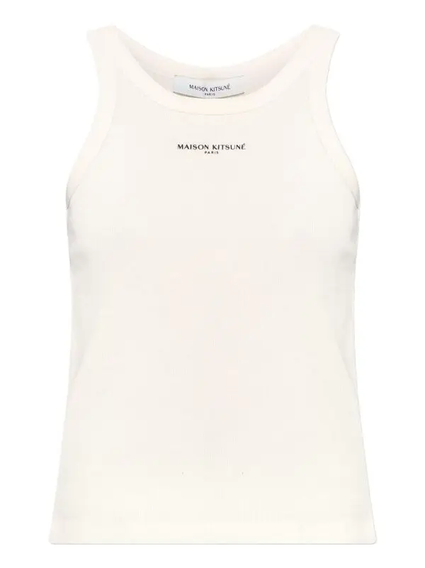 Maison Kitsuné Logo Cotton Tank Top - Beige