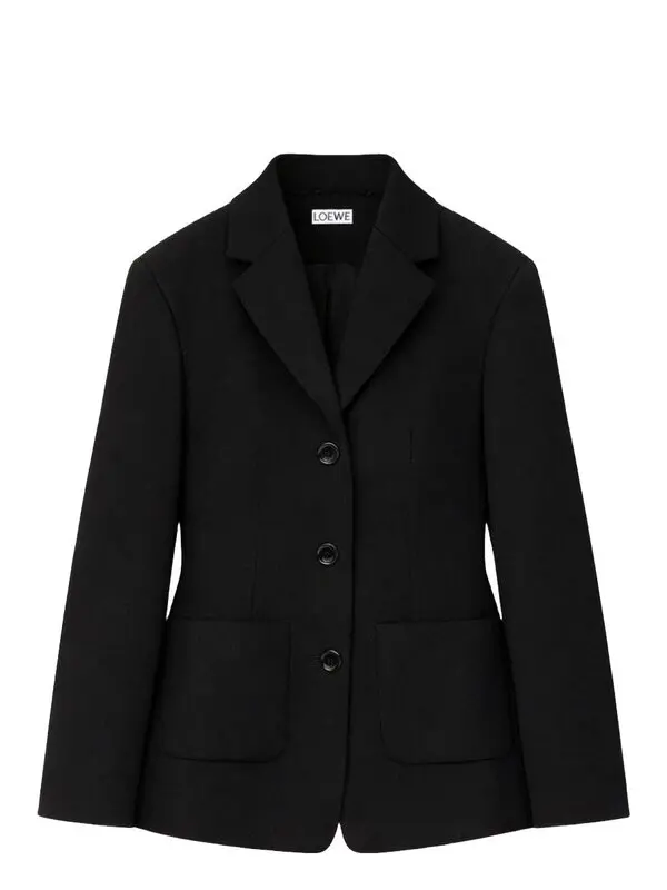 Loewe Wool Single-breasted Jacket - Black