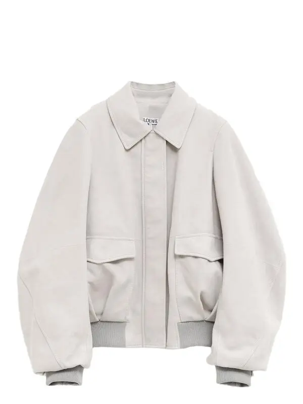 Loewe Suede Leather Bomber Jacket - Grey