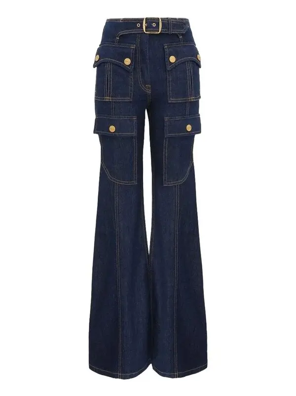 Zimmermann Luna Utility Denim Jeans - Blue