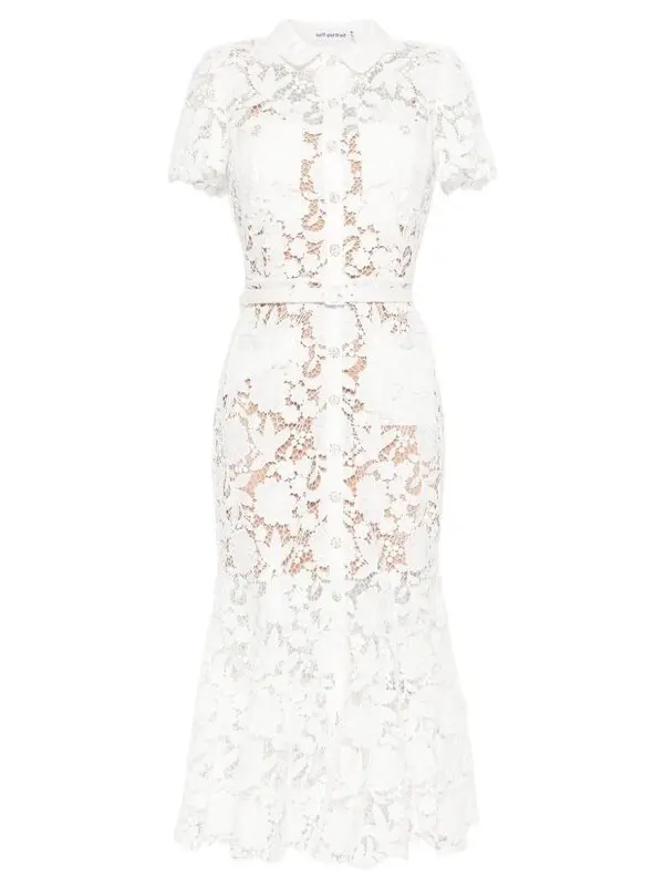 SELF-PORTRAIT Lace Midi Dress - White