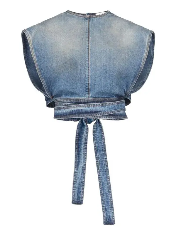 Alaïa Denim Belted Top - Blue